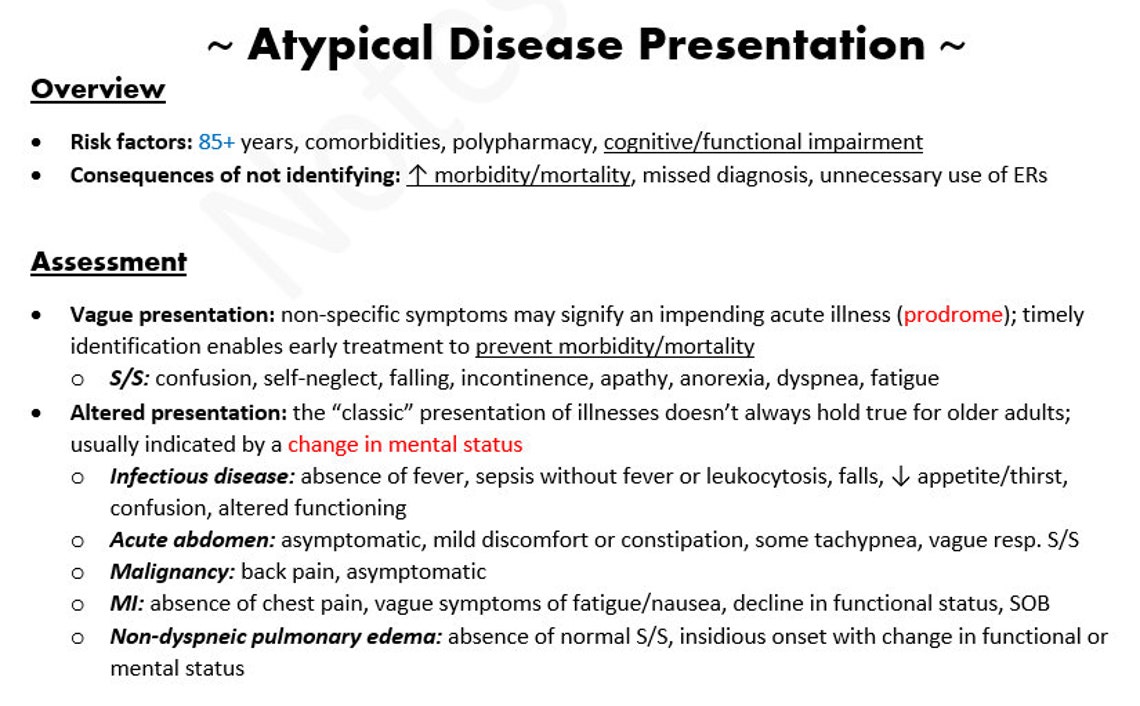 Geriatric Nursing Theory (older Adult Health) Notes for Nursing ...