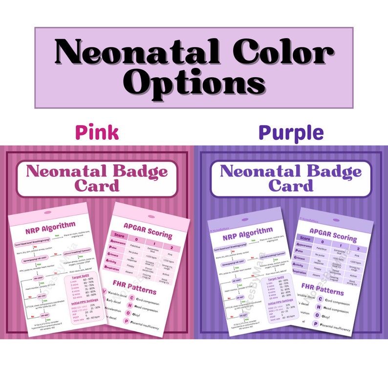 Neonatal Badge Card Bundle for Nurses and Nursing Students - Postpartum ...