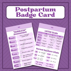 Neonatal Badge Card Bundle for Nurses and Nursing Students - Postpartum ...