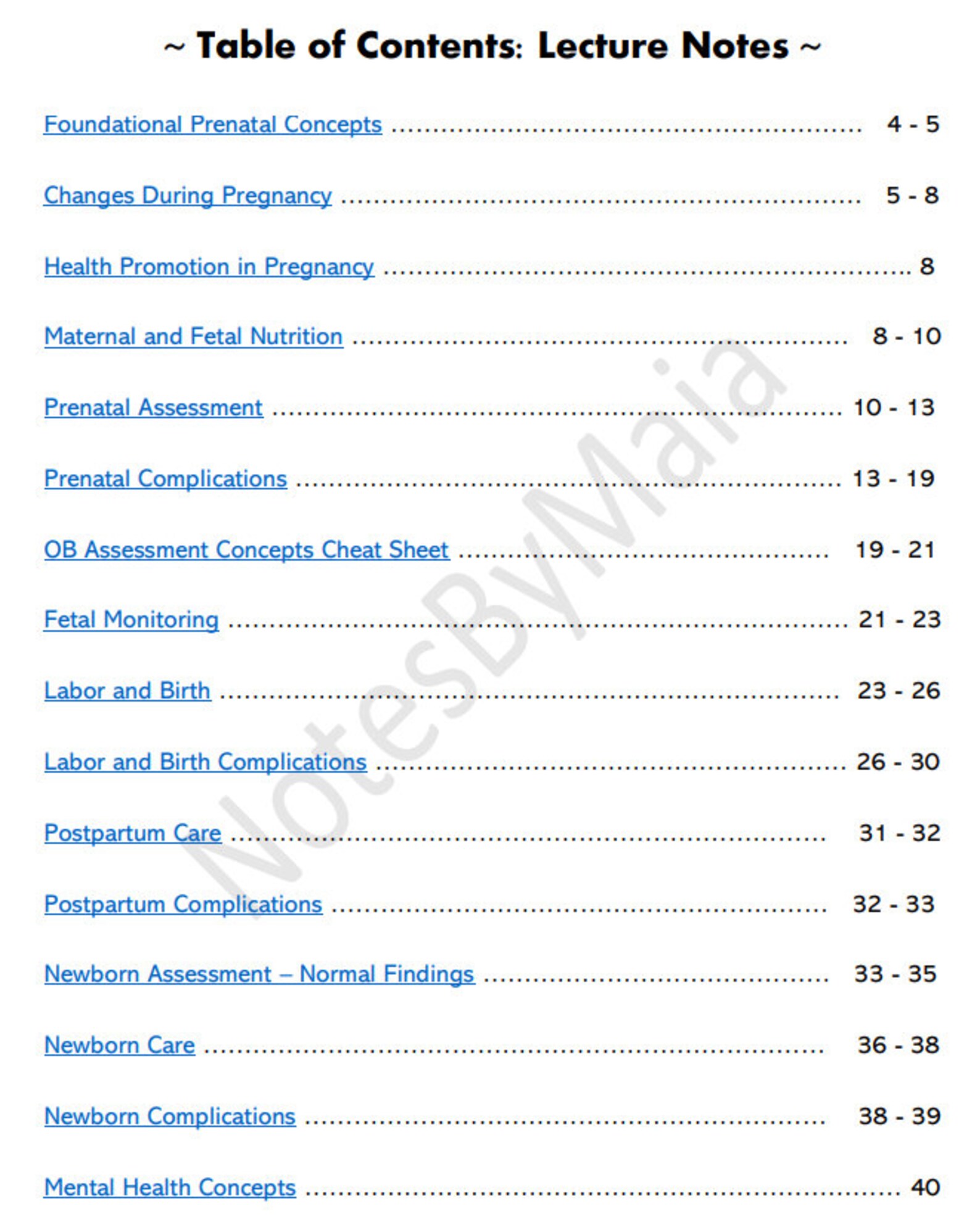 OB, Mother-baby, Reproductive, Maternity, Newborn Class Notes for ...