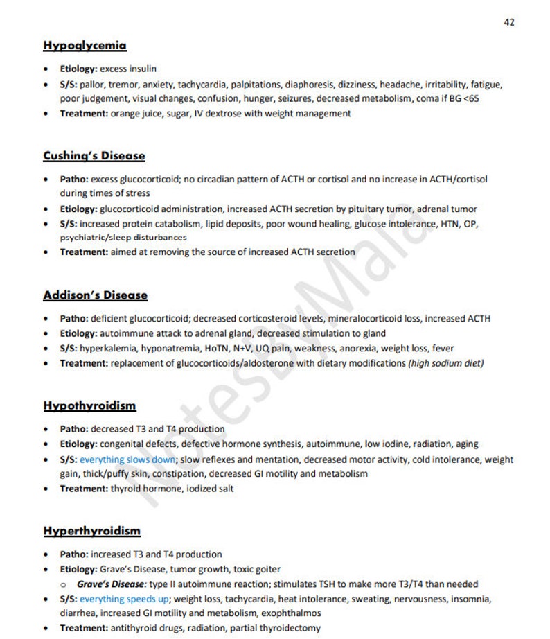 Pathophysiology Class Notes for Nursing Students From an RN Complete ...