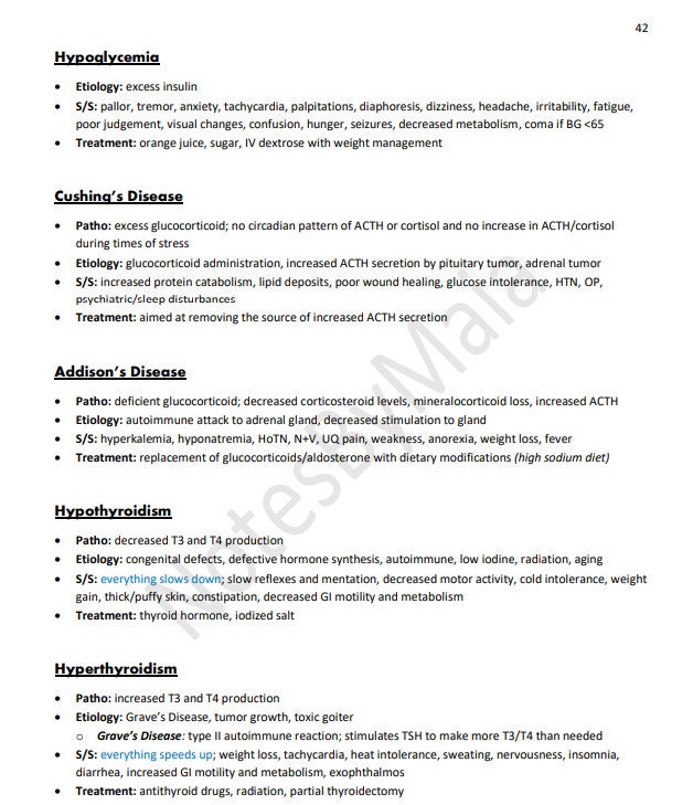 Pathophysiology Class Notes for Nursing Students From an RN Complete ...