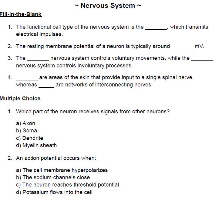 Anatomy and Physiology Practice Tests - Fill-in-the-blank, Multiple ...