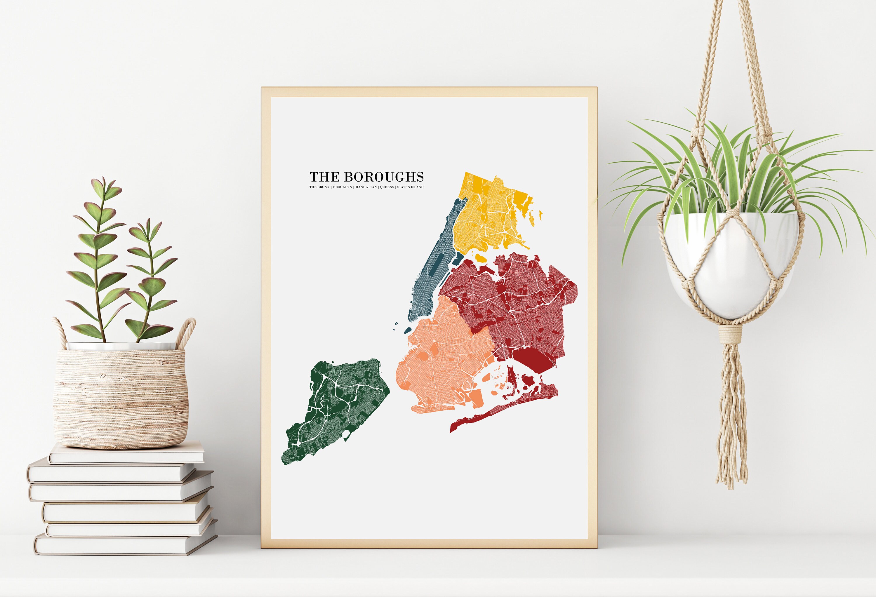 New York City Map, Wall Art, Wall Map, NYC Boroughs, digital Download ...