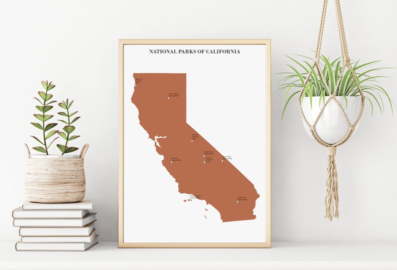 California National Parks Map, Desert Sand, Wall Map, National Parks ...
