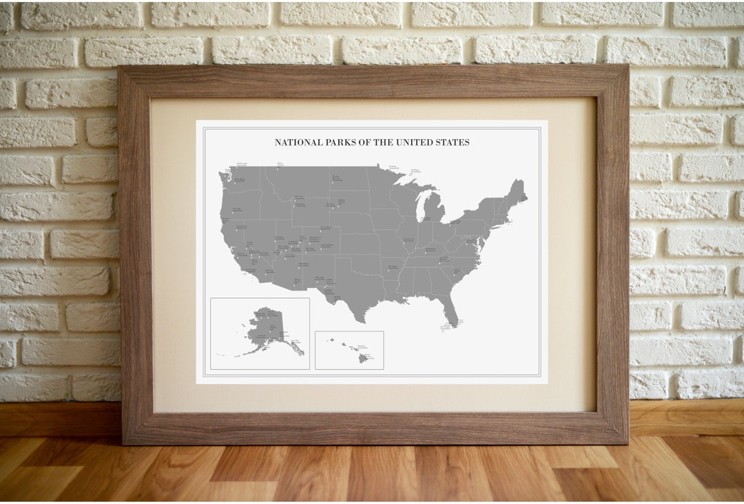 US National Parks Map, US National Parks Art, Wall Art, Wall Map ...