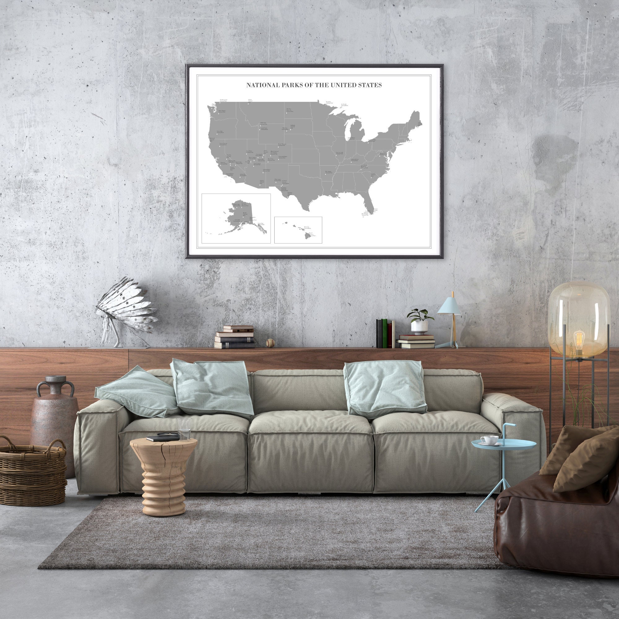 US National Parks Map, US National Parks Art, Wall Art, Wall Map ...