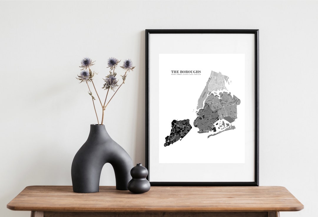 New York City Map, Wall Art, Wall Map, NYC Boroughs, digital Download ...