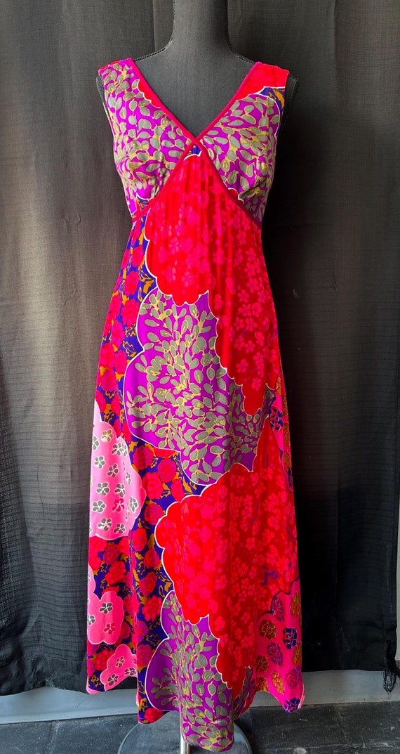 1960s 1970s Alfred Shaheen Day Glo Dress S/M - Gem