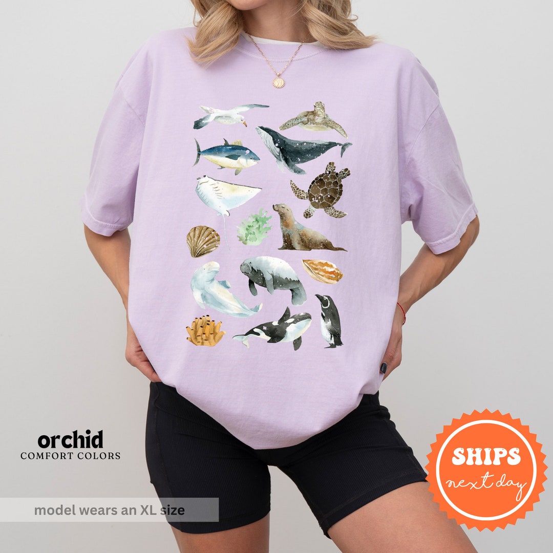 Ocean Creatures T-shirt: Boho Marine Life Graphic Tee - Etsy