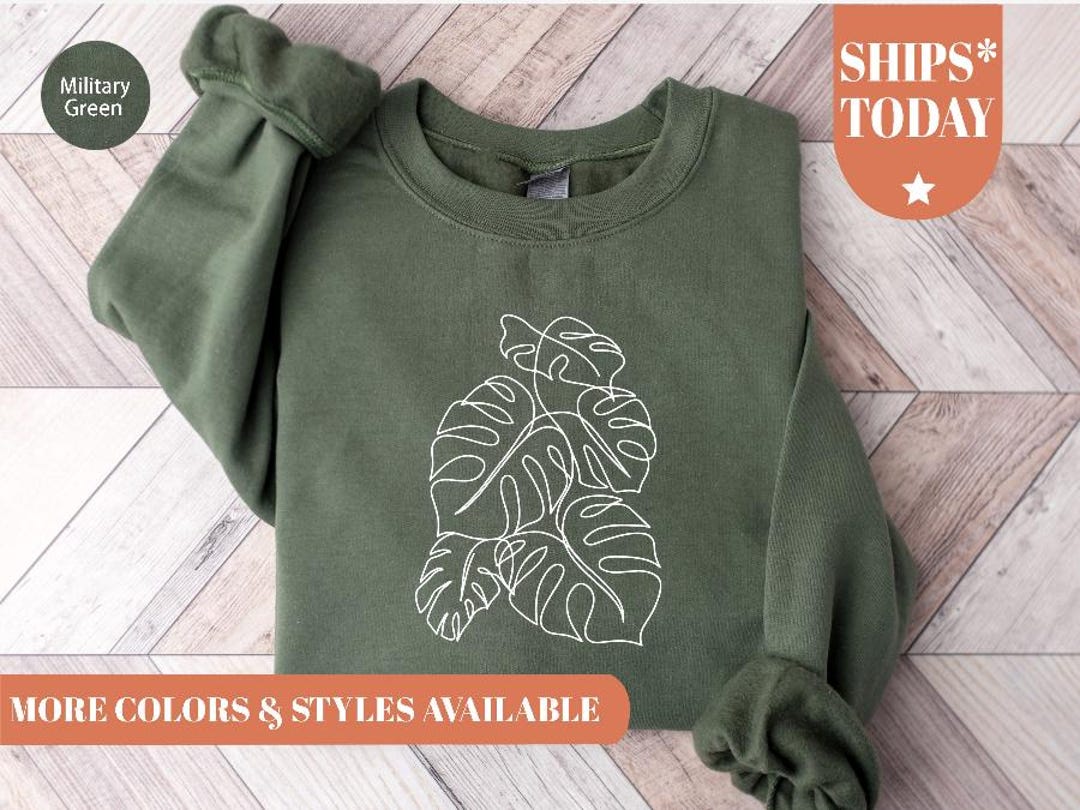 Monstera Leaf Sweatshirt | Monstera Deliciosa Crewneck | Houseplant ...