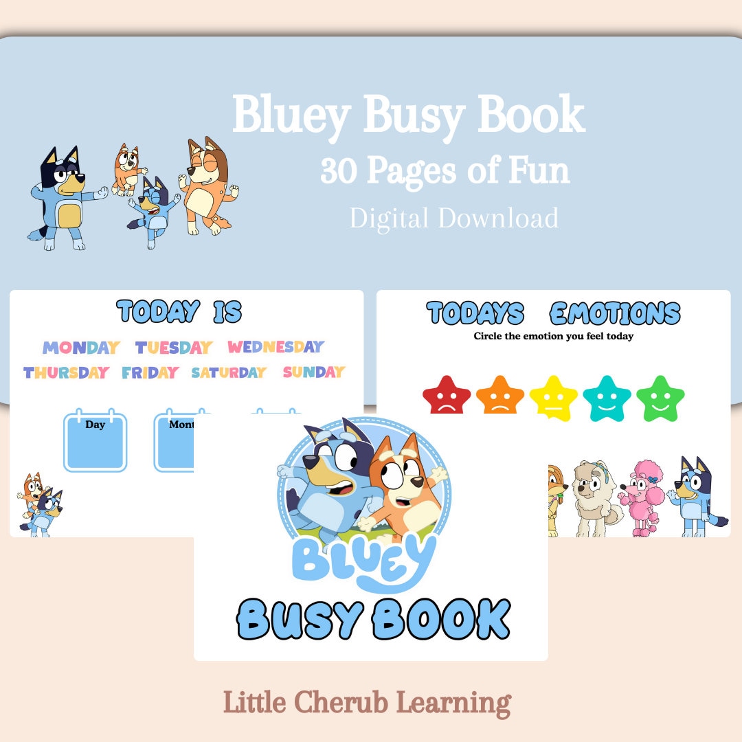 Bluey Busy Book, Activities, Printable, Toddler Learning Book ...