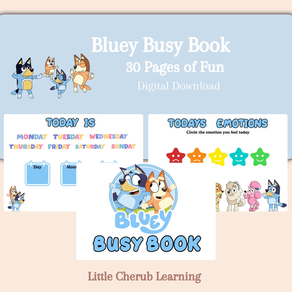 Bluey Busy Book, Activities, Printable, Toddler Learning Book ...