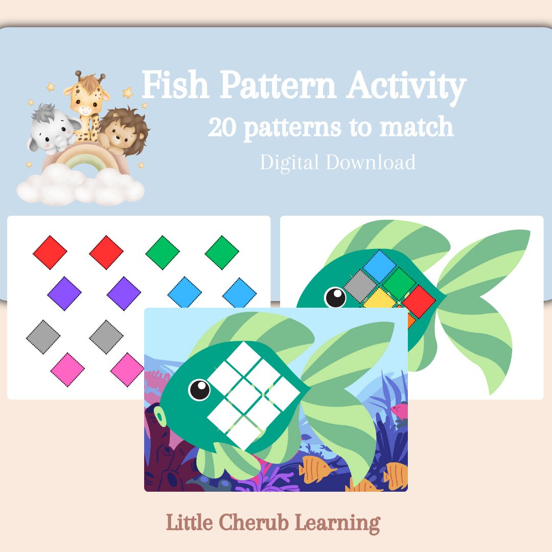 Fish Pattern Activity, Curriculum, Color Matching Game, Preschool Math ...
