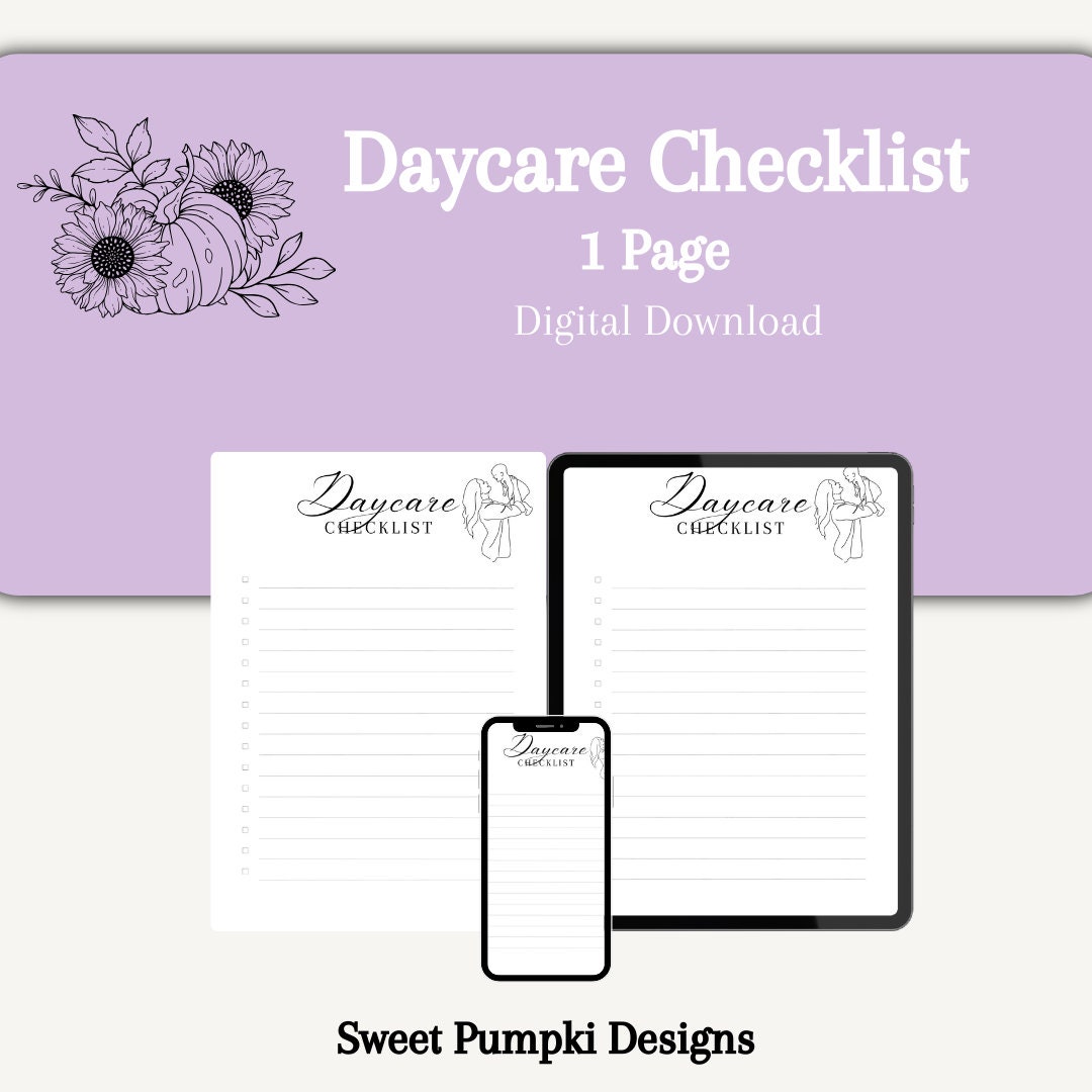 Daycare Checklist, Simple Daycare Checklist Blank - Etsy