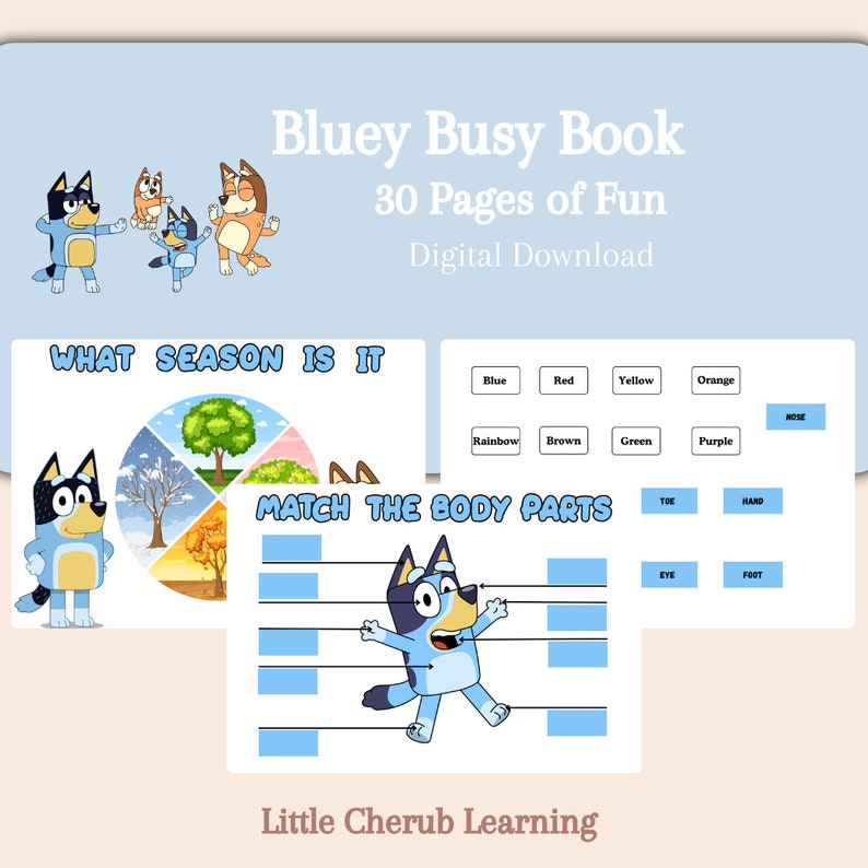 Bluey Busy Book, Activities, Printable, Toddler Learning Book ...