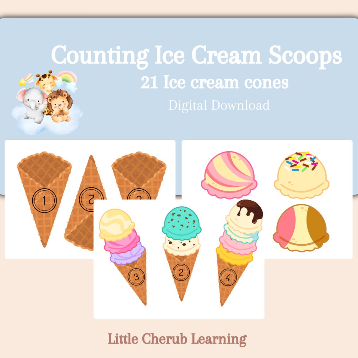 Count the Ice Cream Scoops, Preschool Printable, Preschool Math ...