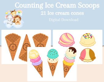 Count the Ice Cream Scoops Toddler Printable Preschool Math Preschool ...