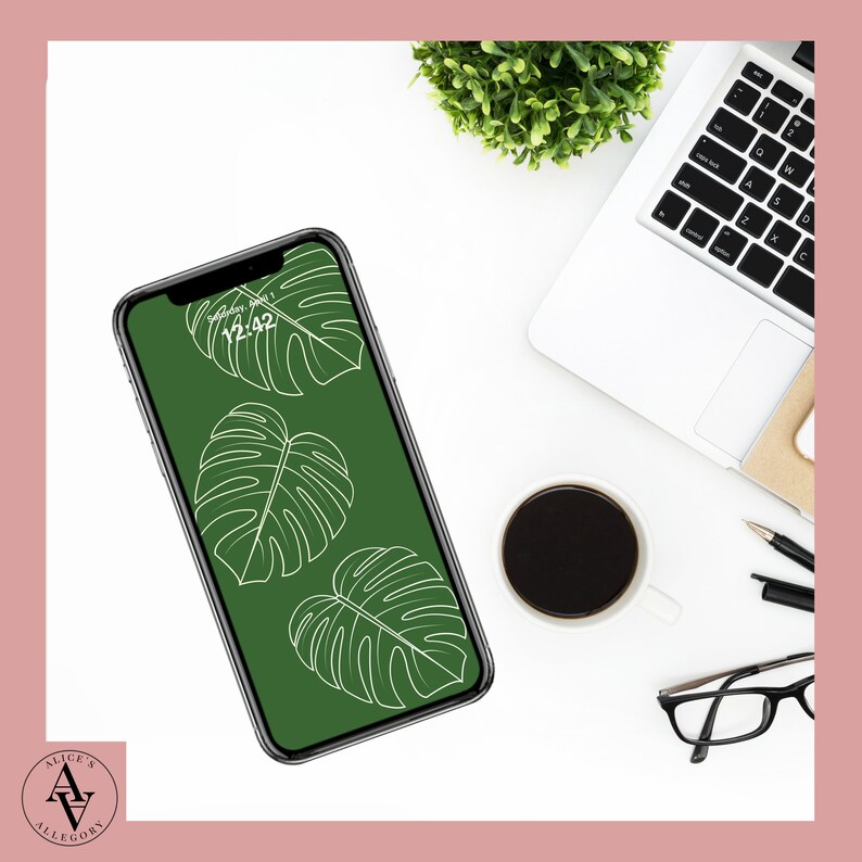 Two Tone Monstera Plant Phone Wallpaper Background | Houseplant ...