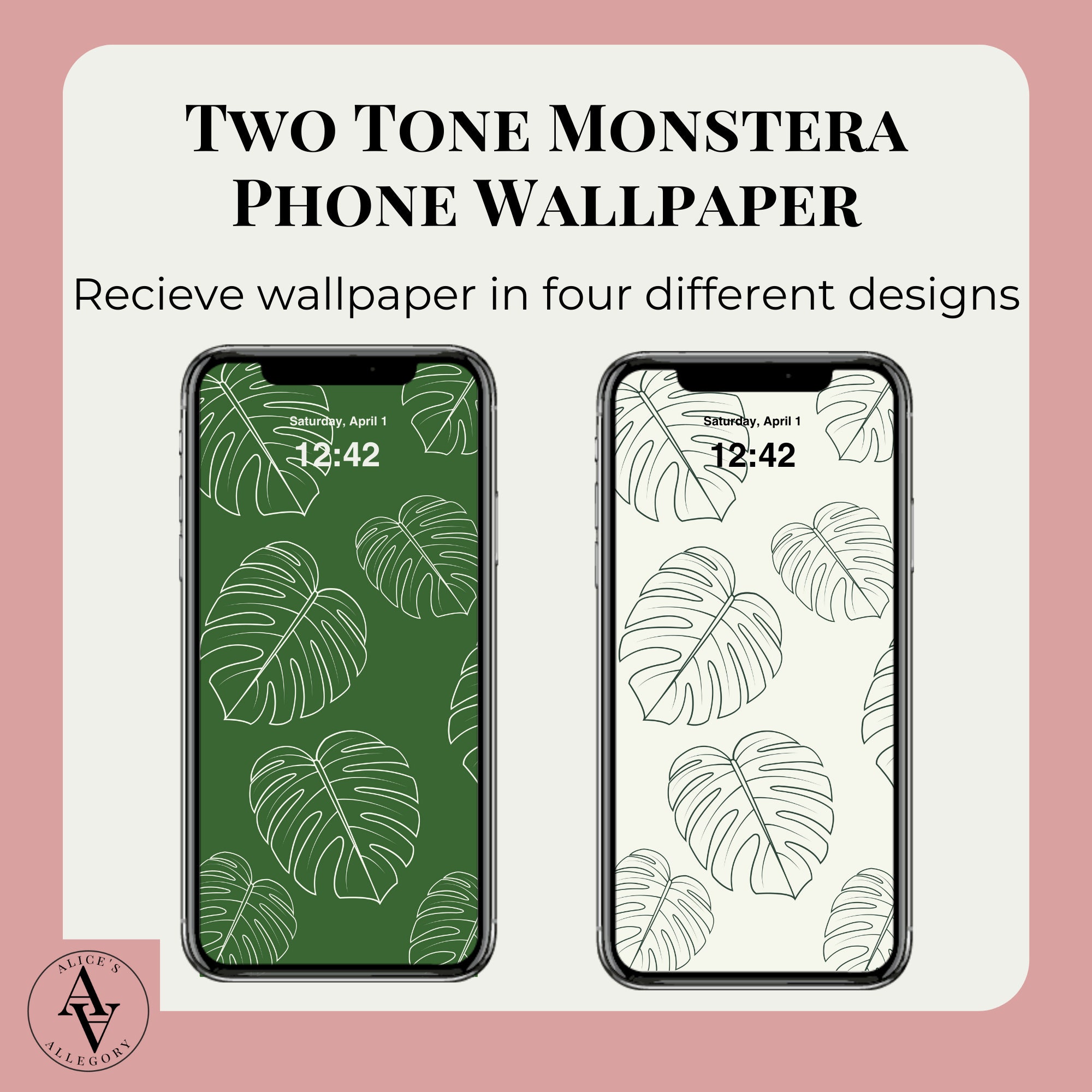 Two Tone Monstera Plant Phone Wallpaper Background | Houseplant ...