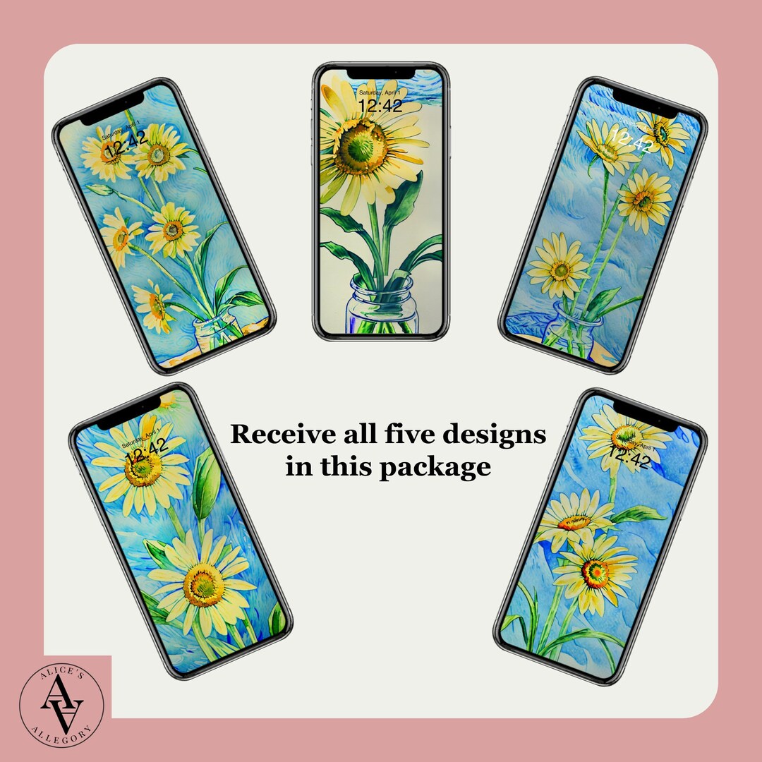 Vincent Van Gogh Inspired Flower Phone Wallpaper Background | Immediate ...