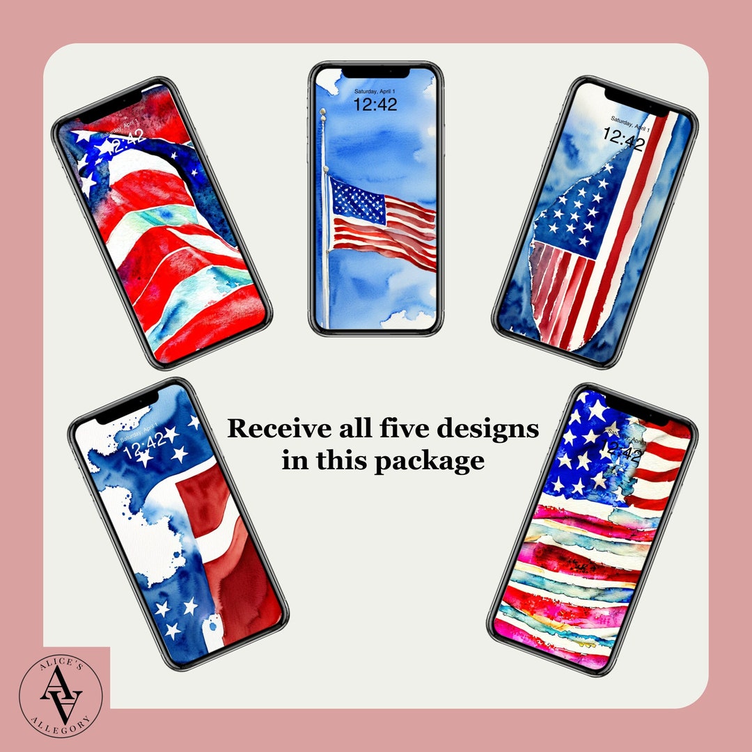 American Flag Wallpaper | Patriotic Phone Background | Watercolor Art ...