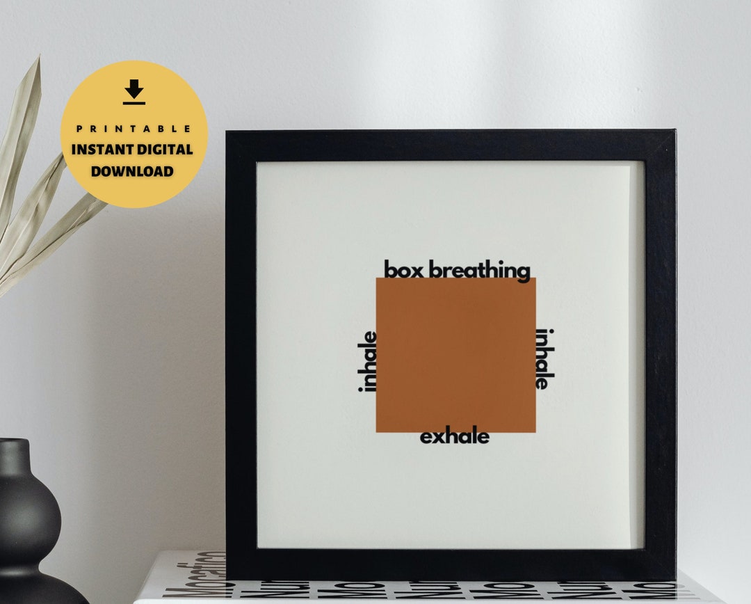 Box Breathing Poster | Grounding Technique | Digital Print | Therapy ...