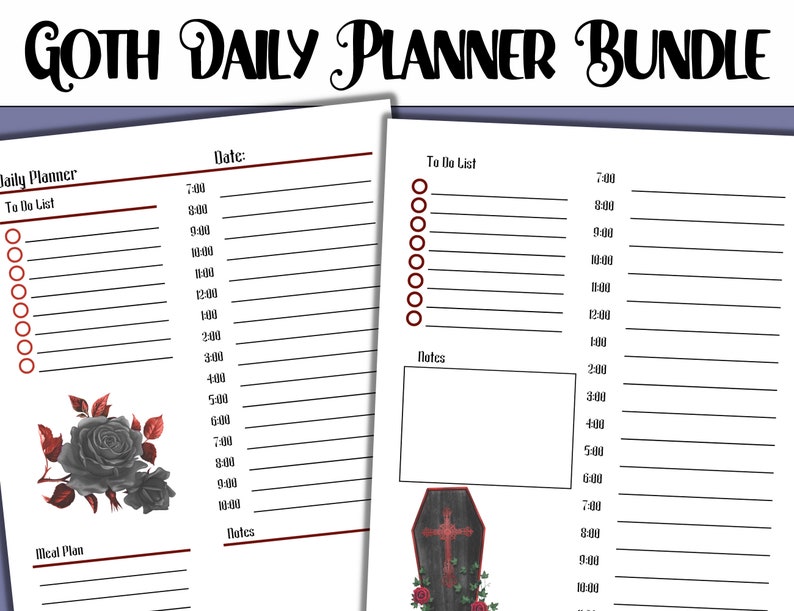 Goth Daily Planner Goth Planner Insert Goth Planner Printable Gothic ...