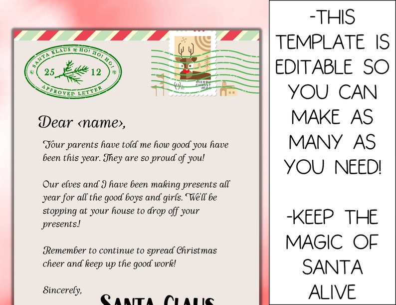 Editable Letter From Santa Personalized Letter From Santa Printable ...