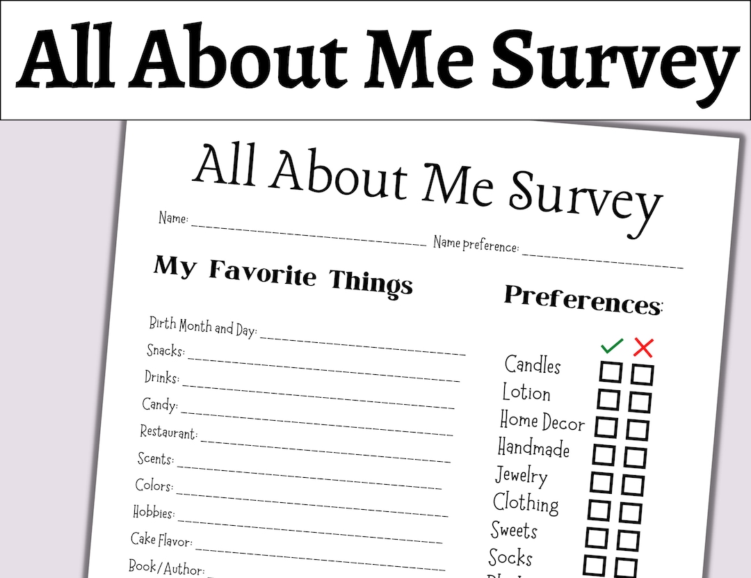 All About Me Survey and Bonus This or That Printable - Etsy