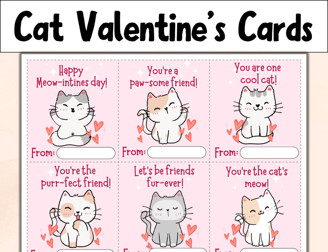Funny Cat Valentines Day Card Printable | Cat Pun Valentines Cards ...