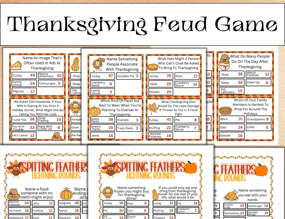Thanksgiving Feud Game Thanksgiving Friendly Feud Game Friendly Feud - Etsy