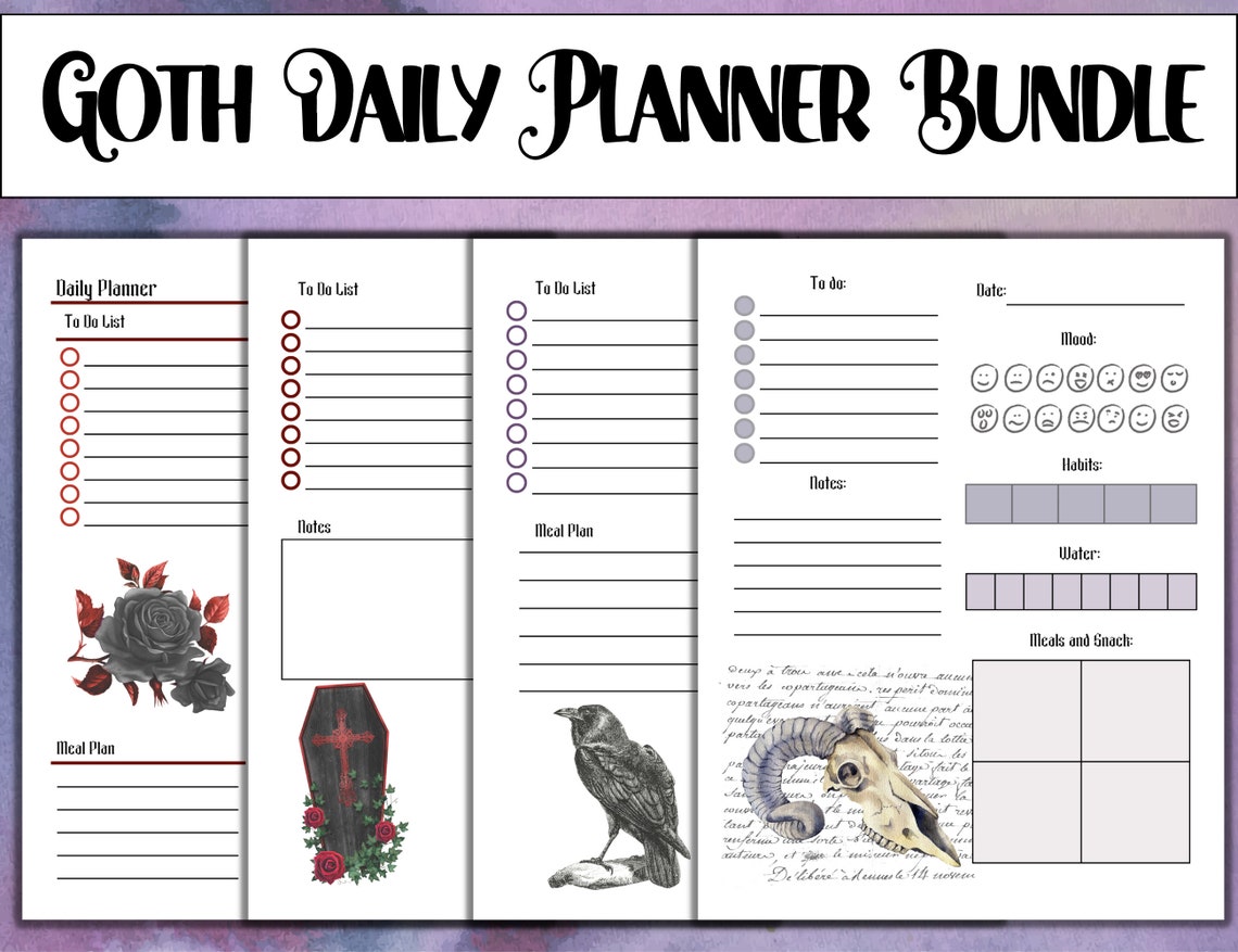 Goth Daily Planner Goth Planner Insert Goth Planner - Etsy