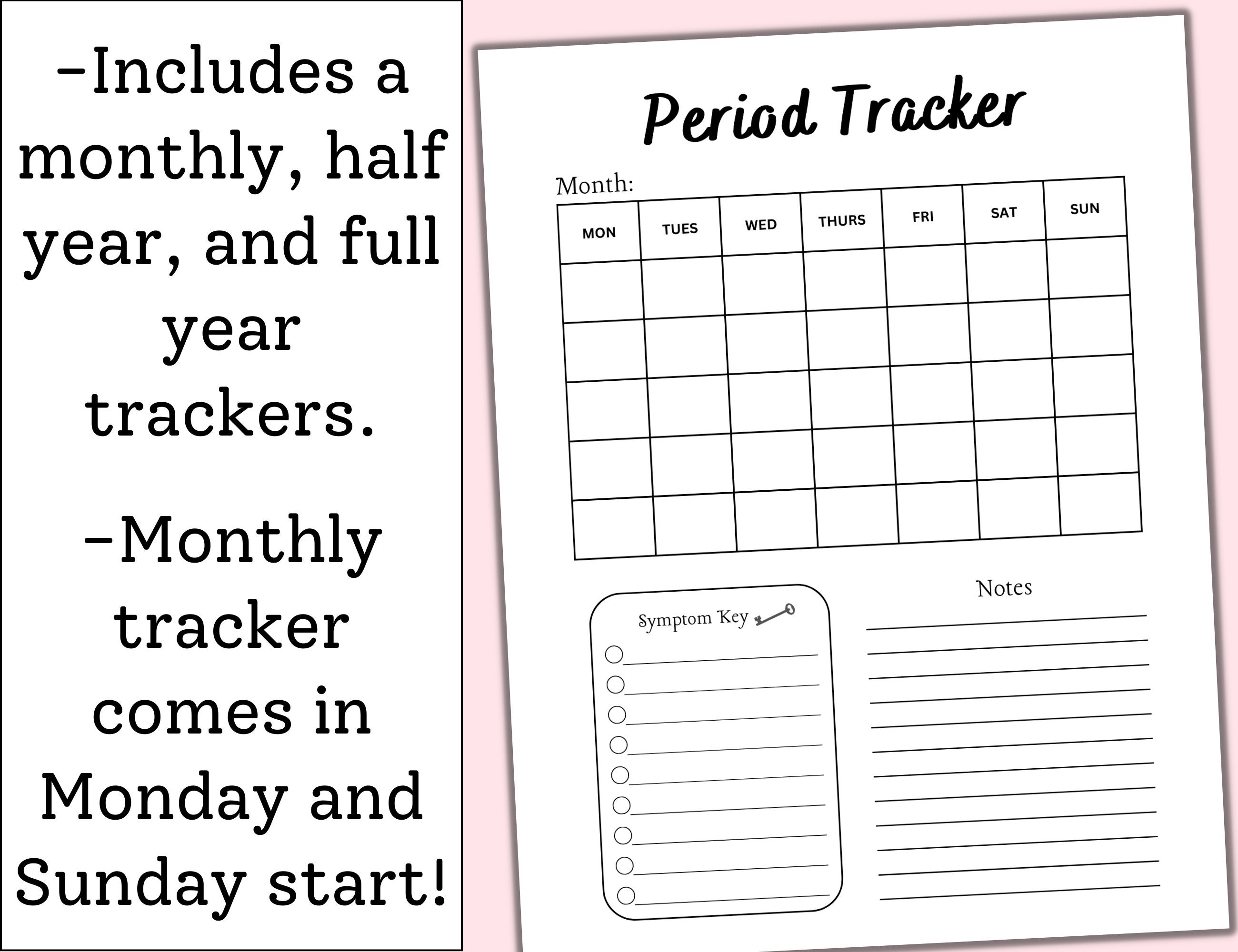 Period Tracker Symptom Tracker Menstrual Tracker Period Journal Period ...
