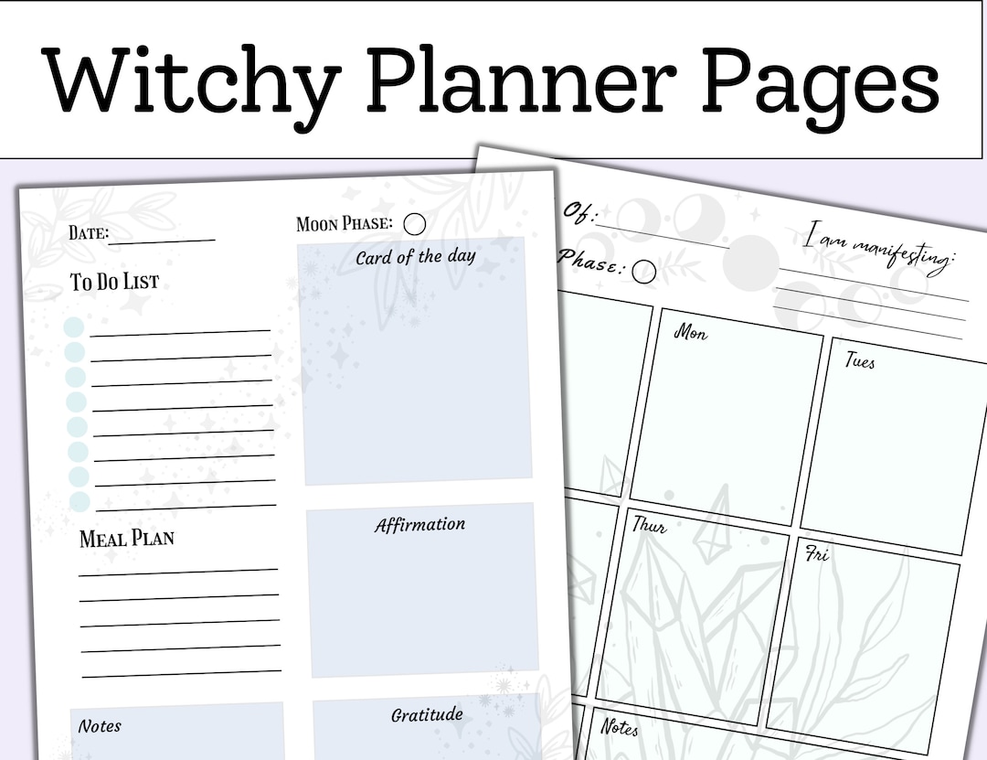 Witchy Planner Pages | Wicca Planner | Spiritual Planner | Witchcraft ...