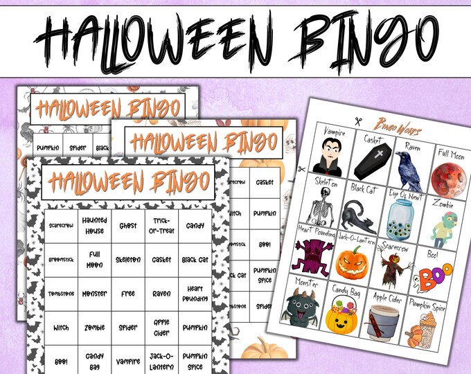 200 Halloween Bingo Cards PDF, 1, 2, and 4 per Page, Halloween Bingo ...