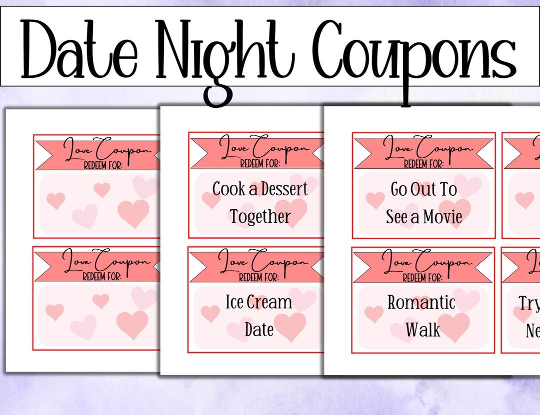 Printable Love Coupons | Date Night Ideas | Love Coupon Book for Him ...