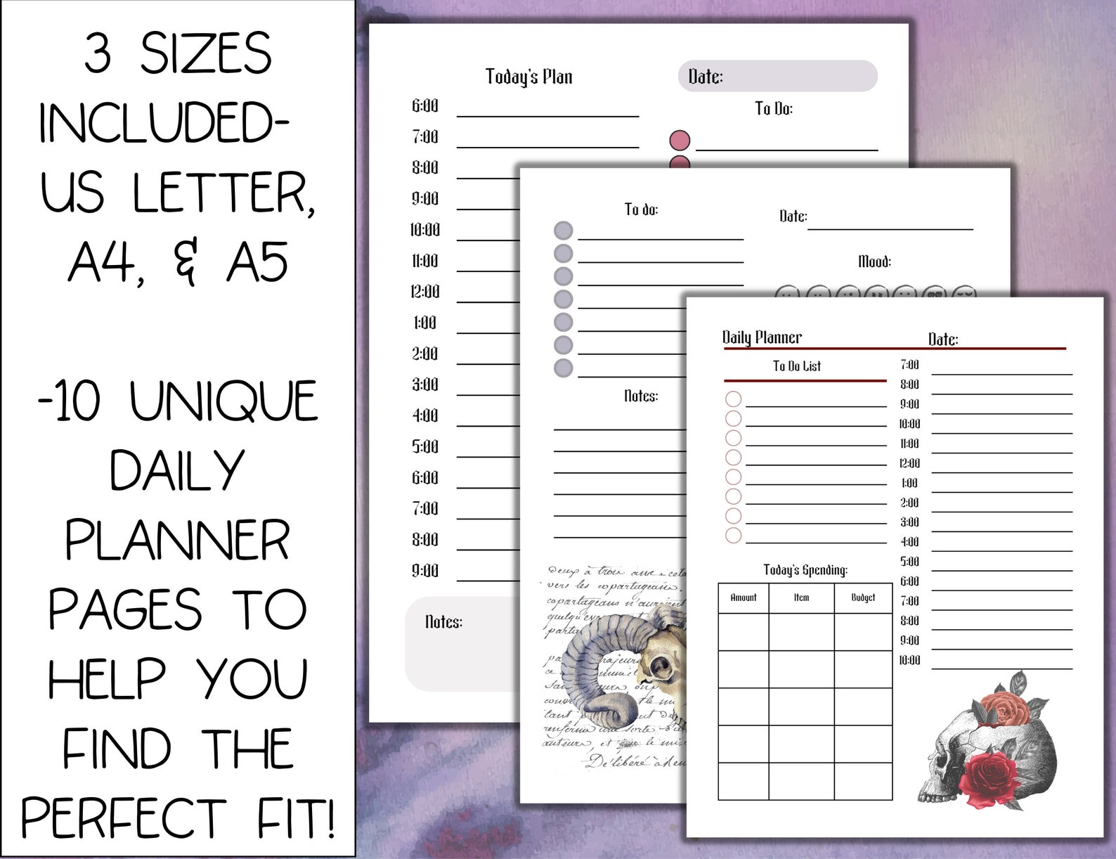 Goth Daily Planner Goth Planner Insert Goth Planner - Etsy