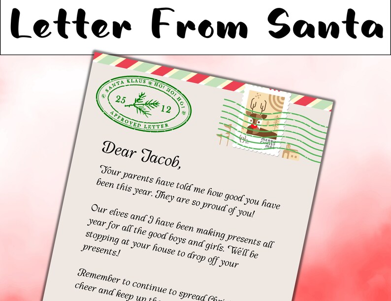 Editable Letter From Santa | Personalized Letter From Santa Printable ...