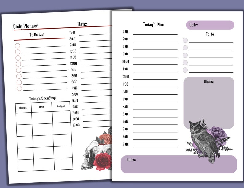 Goth Daily Planner | Goth Planner Insert | Goth Planner Printable ...