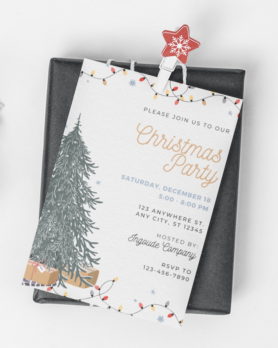 Christmas Work Party Invitation Template, Happy Holiday Editable ...