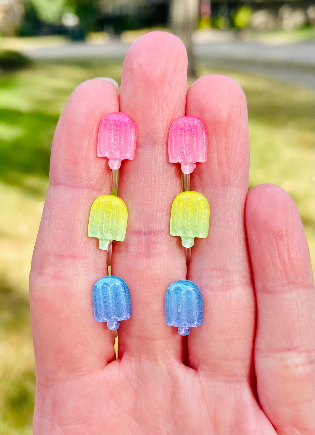 Invisible POPSICLE Clip on Earrings for Little Girls Kids Womens, Cute ...