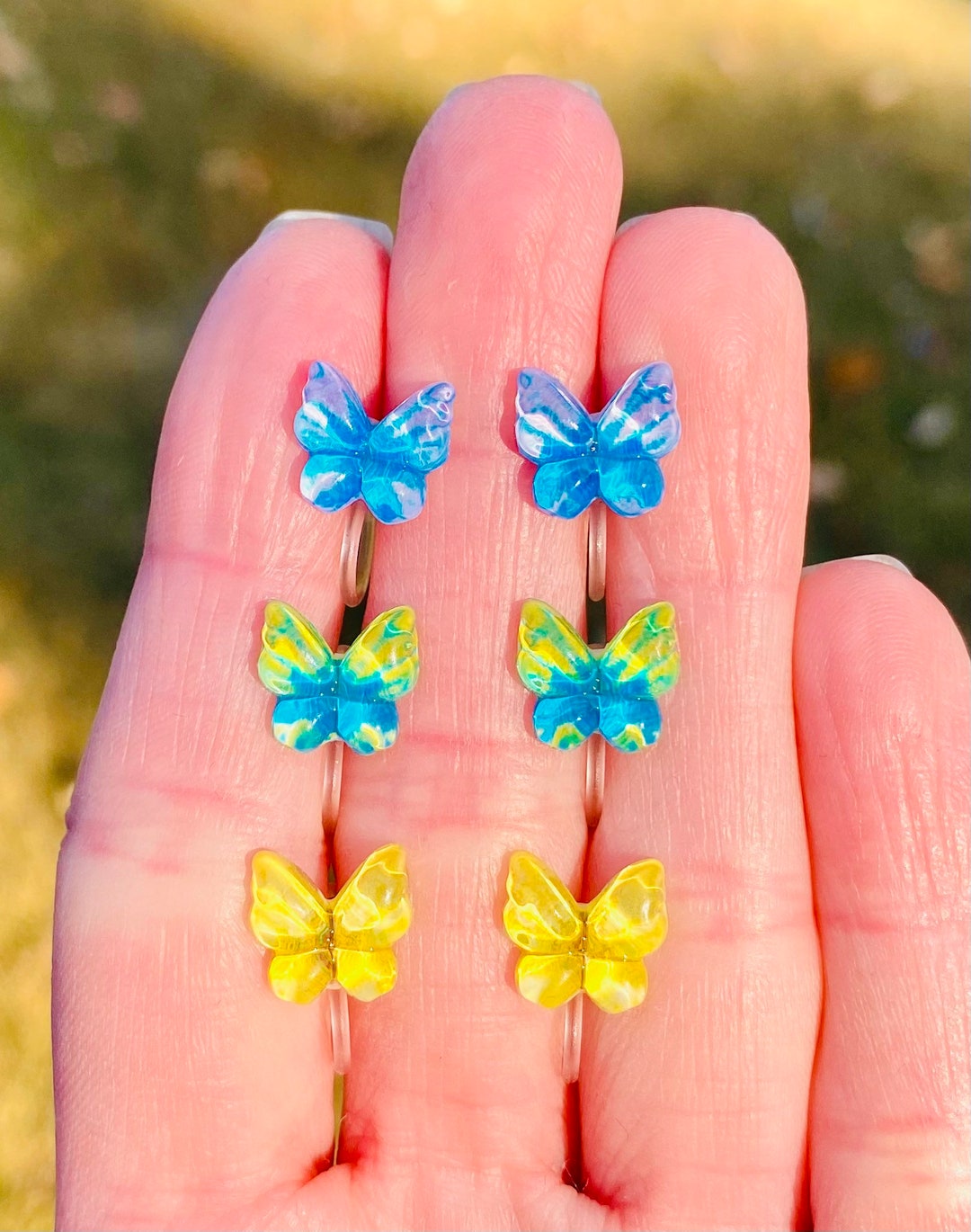 Invisible BUTTERFLY Clip on EARRINGS for Little Girls Kids Womens Cute ...