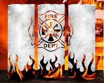 Fire Department Logo 40oz Skinny Tumbler Wrap Sublimation PNG Digital ...