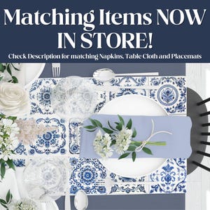 Custom Mediterranean Style Tile Table Runner Cotton Shabby Chic Decor ...