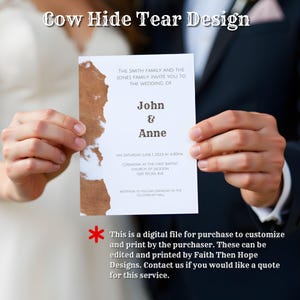 Rustic Cow Print Wedding Invitation Template Custom Photo Invitation ...