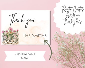 Rustic Cactus Thank You Card Southwestern Boho Printable Digital File ...