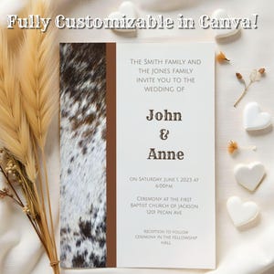 Rustic Cow Print Wedding Invitation Template Custom Photo Invitation ...