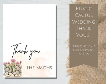 Rustic Cactus Thank You Card Southwestern Boho Printable Digital File ...