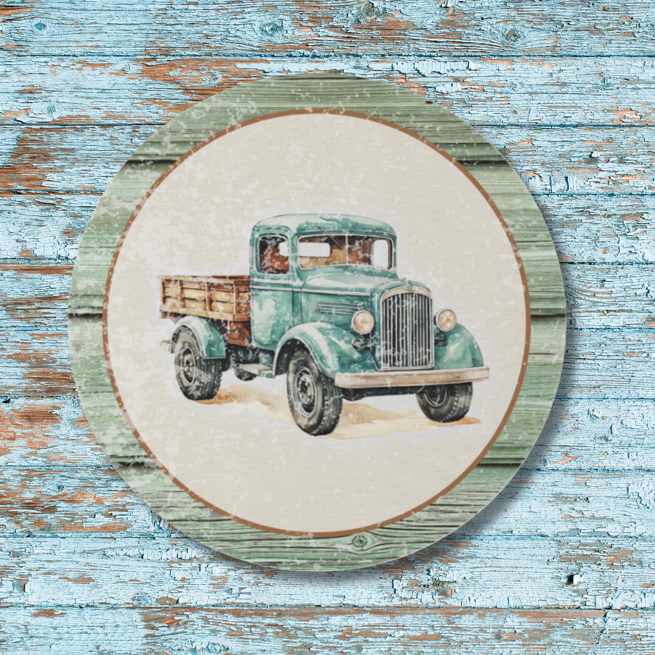 Farmhouse Round Rug Vintage Truck Design Ideal Housewarming Present - Etsy